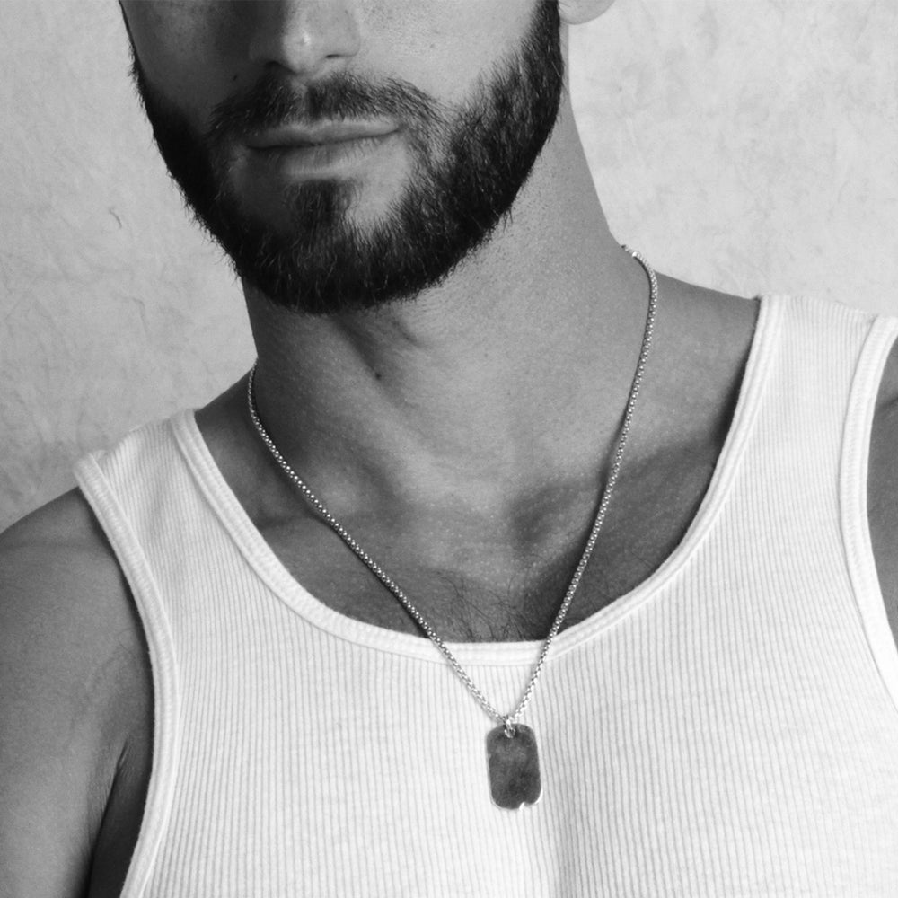 Jonas Studio Men's Sterling Silver Dog Tag ID Pendant | Ned Necklace