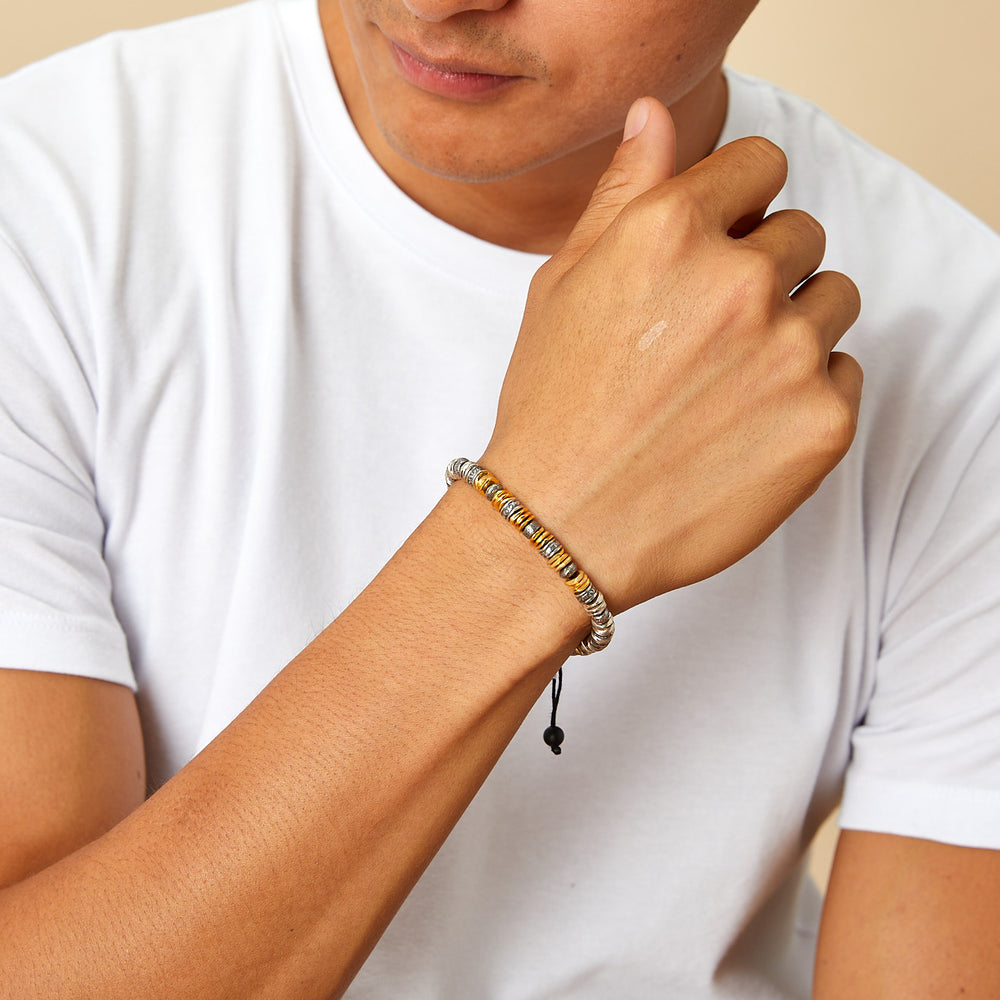 Jonas Studio Men's Sterling Silver Multi-Textured Beaded Bracelet | NoMad Bracelet